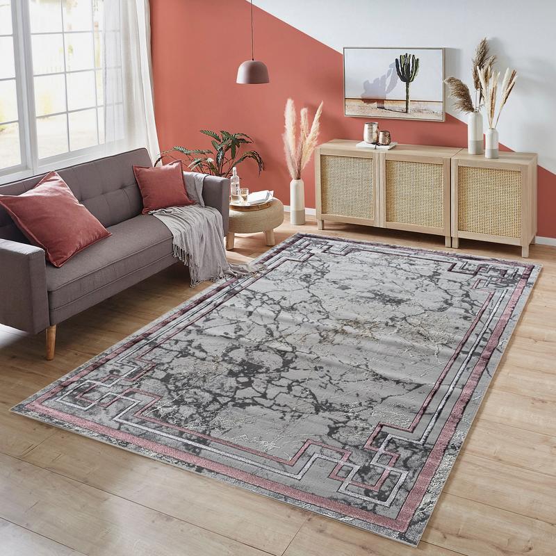 Alin Frame Pink Area Carpet - Kristal Carpets