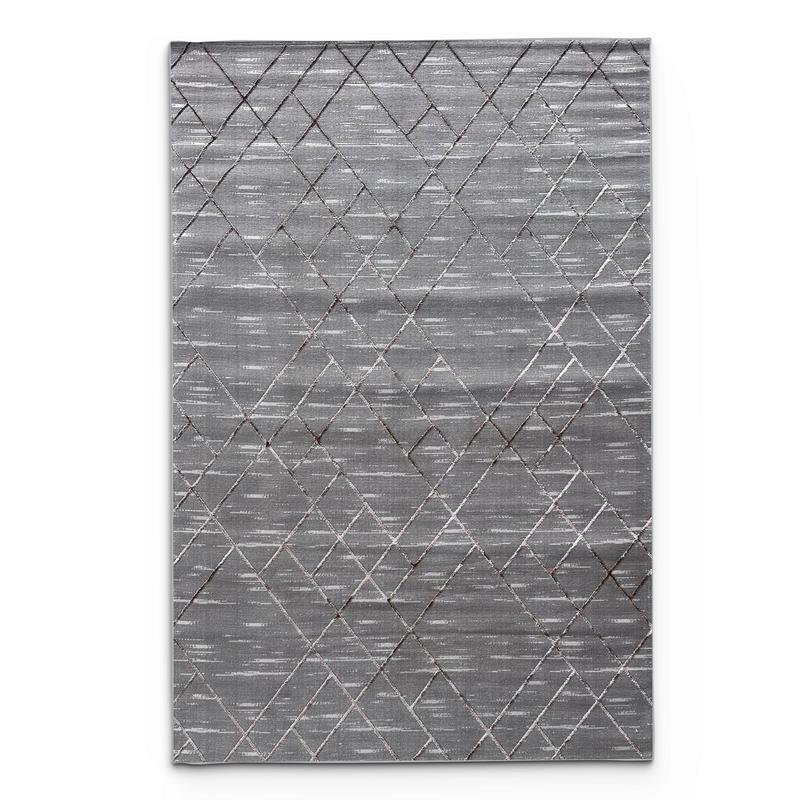 Alin Karo Line Grey Area Carpet - Kristal Carpets