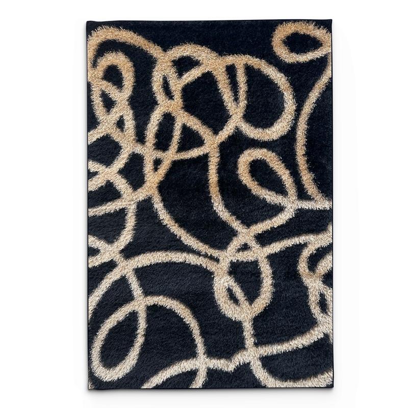 Shaggy Gold Stripe Area Carpet - Kristal Carpets